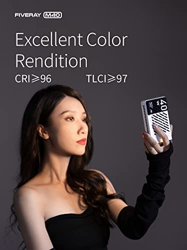 ZHIYUN FIVERAY M40 Video Light, 40W Portable Camera Light, 14000 Lux, CRI/TLCI 96+ 2700-6200K, 320g LED Panel DSLR Photography Lighting, Lighting Setup for YouTube, TikTok