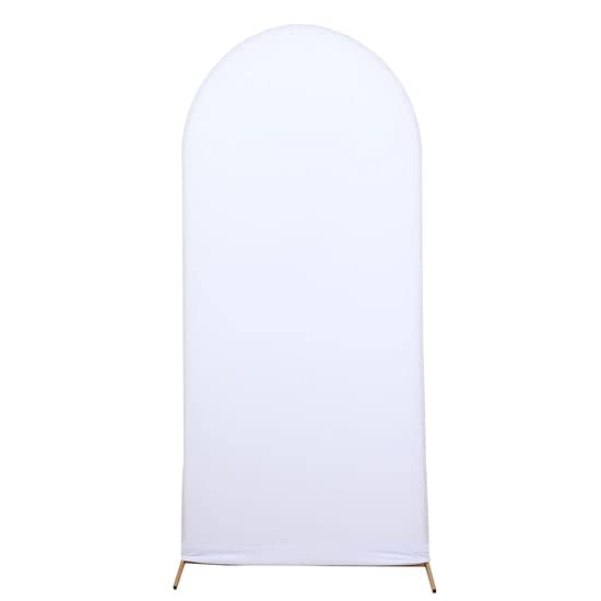Efavormart 5ft White Spandex Fit Round Top Backdrop Frame Stand Cover, 2-Sided Wedding Arch Cover