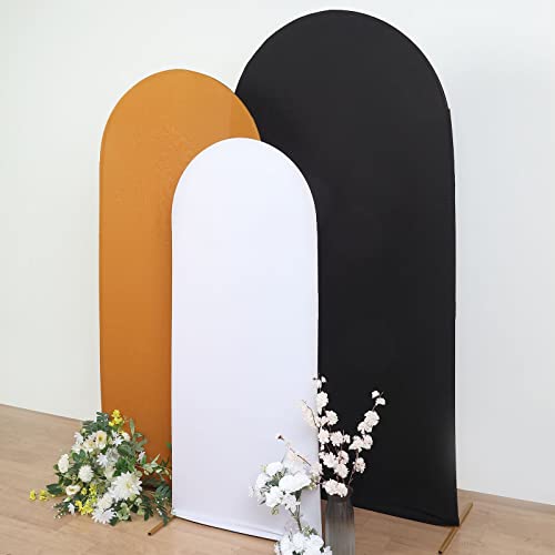 Efavormart 5ft White Spandex Fit Round Top Backdrop Frame Stand Cover, 2-Sided Wedding Arch Cover