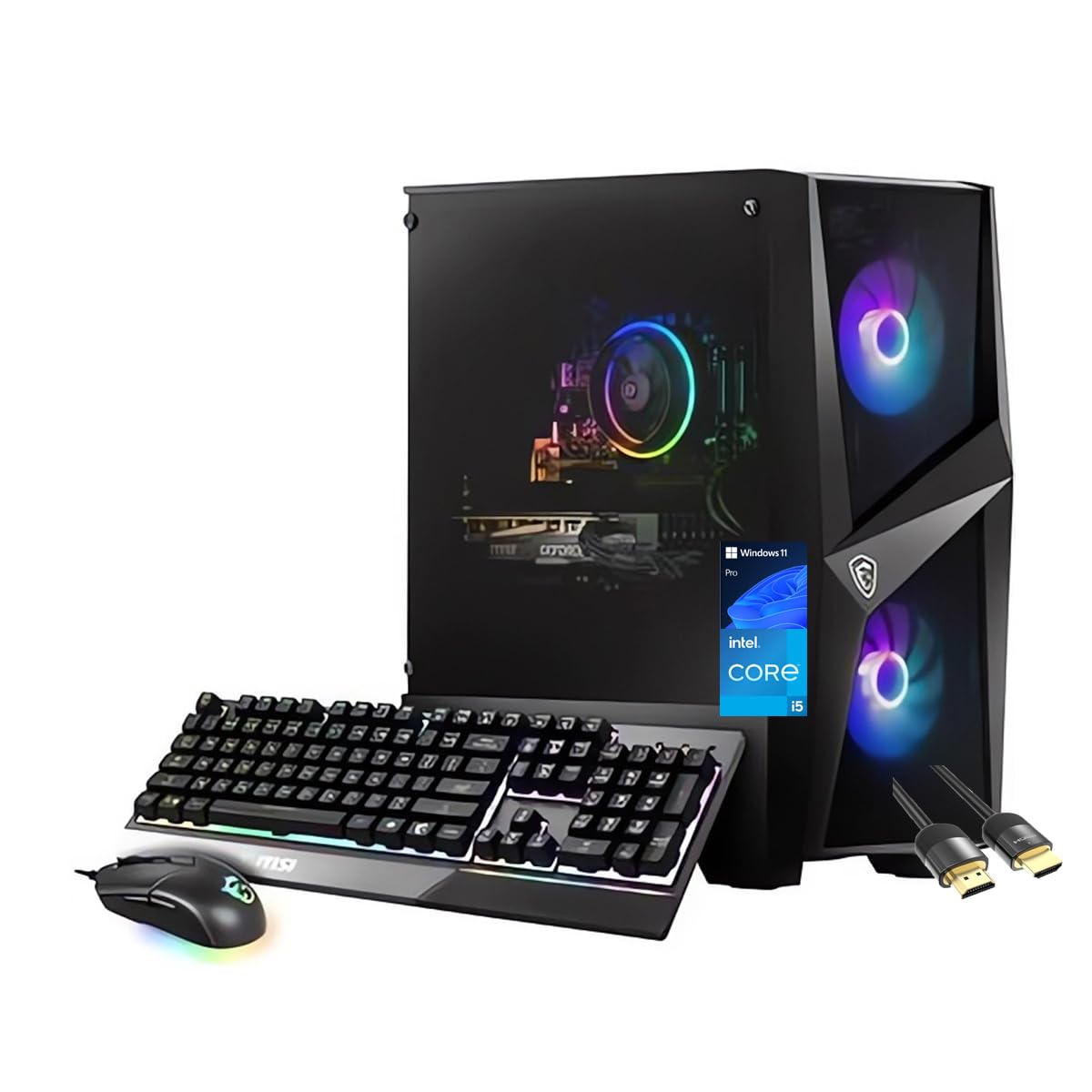 MSI Codex R Gaming Desktop, 13th Gen Intel 10-Core i5-13400F, GeForce RTX 4060 8GB, 16GB DDR5, 1TB PCIe SSD + 1TB HDD, WiFi 6E, Bluetooth, RJ45, USB-C, HDMI/DP, Keyboard & Mouse, PDG HDMI, Win 11 Pro