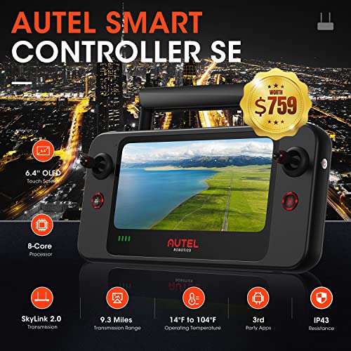 Autel Robotics EVO 2 Pro V3 Drone: 2023 Newest EVO II Pro V3 Rugged Bundle, Son-y 1" CMOS Sensor & 6K HDR Video, Moonlight Algorithm 2.0, Max. ISO 44000,12-Bit DNG, F2.8 - F11 Aperture, (Worth $759) 6.4" Smart Controller SE, 15KM Image Transmission, SkyLi