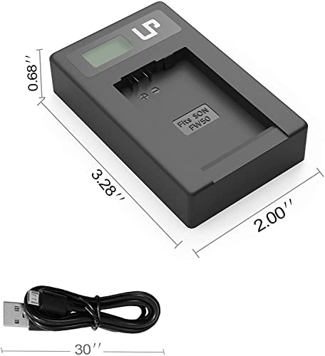 NP-FW50 Battery Charger, LCD Dual Charger Compatible with Sony Alpha A6000, A6400, A6100, A6300, A6500, A5100, A7, A7 II, A7R, A7R II, A7R2, A7S, A7S II, A7S2, A5000, A3000, RX10, NEX-3/5/7 Series
