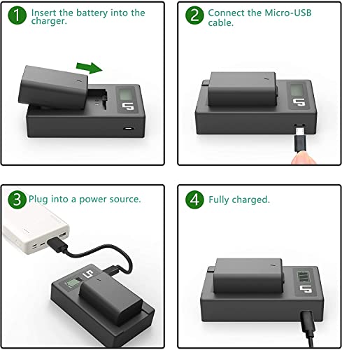 NP-FW50 Battery Charger, LCD Dual Charger Compatible with Sony Alpha A6000, A6400, A6100, A6300, A6500, A5100, A7, A7 II, A7R, A7R II, A7R2, A7S, A7S II, A7S2, A5000, A3000, RX10, NEX-3/5/7 Series
