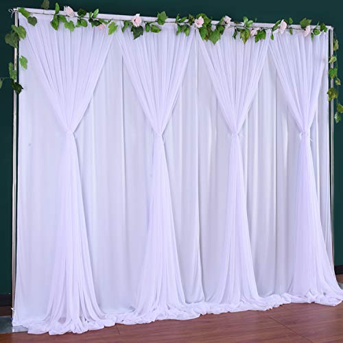 White Tulle Backdrop Curtain for Wedding,Baby Shower,Parties Backdrop Drape Curtain for Photography, Bridal Stage,Videos 10 ft x 7 ft