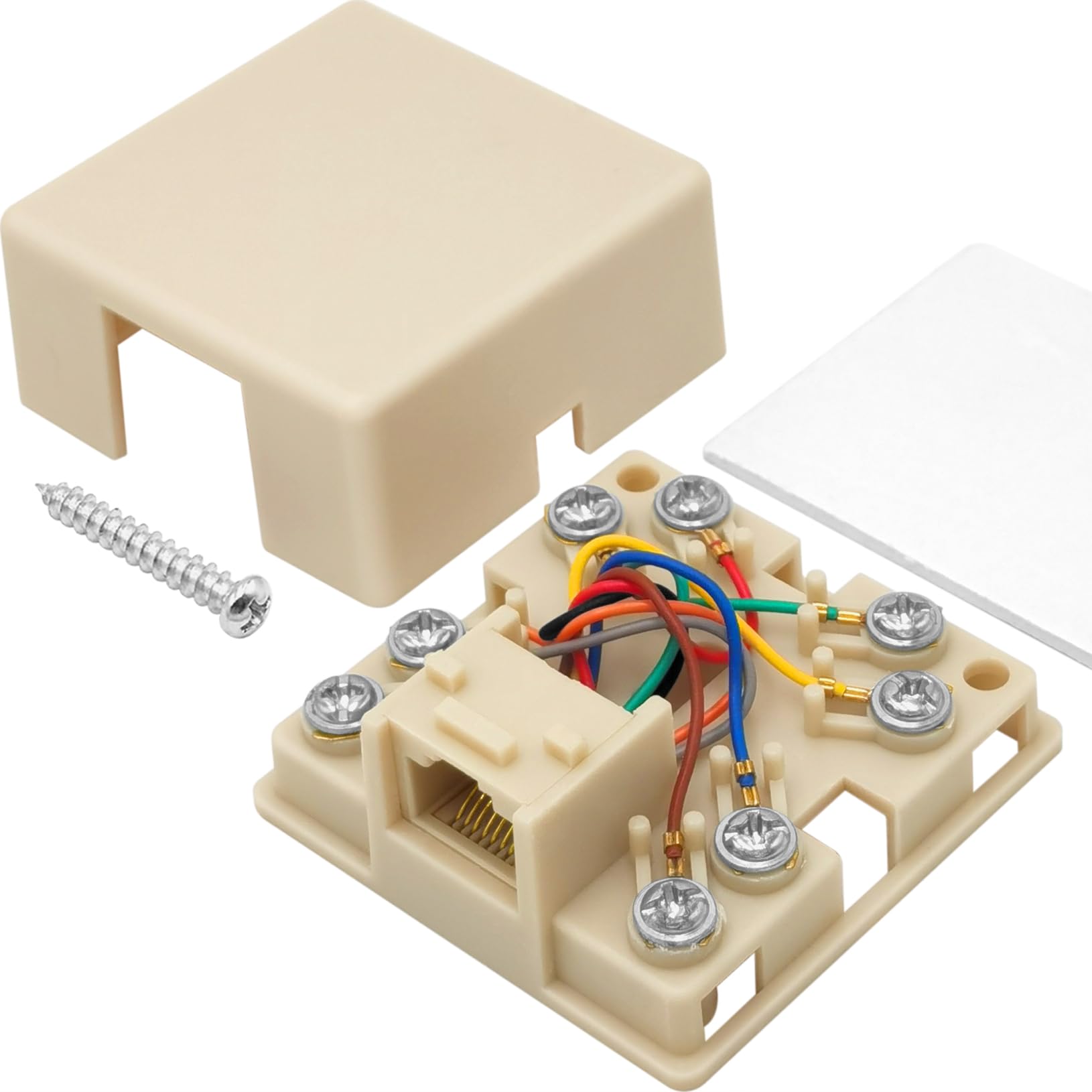 NECABLES RJ31X Phone Jack Telephone Terminal Block with Shorting Bar Surface Mount 8 Screw Terminals to RJ31X 8P8C Female