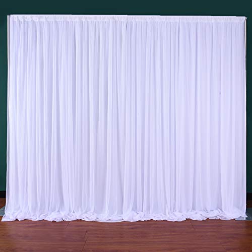 White Tulle Backdrop Curtain for Wedding,Baby Shower,Parties Backdrop Drape Curtain for Photography, Bridal Stage,Videos 10 ft x 7 ft