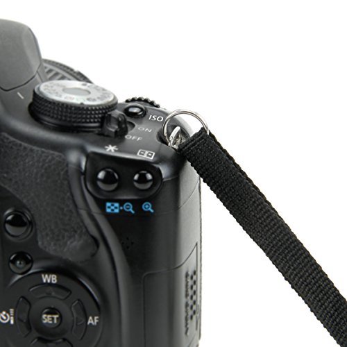 USA GEAR Professional Camera Grip Hand Strap with Black Neoprene Design and Metal Plate - Compatible with Canon , Fujifilm , Nikon , Sony and more DSLR , Mirrorless , Point & Shoot Cameras