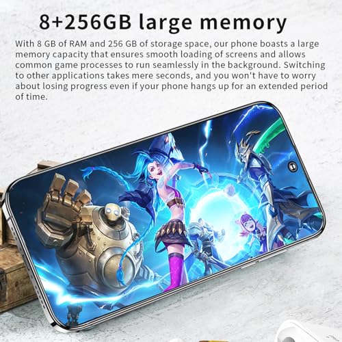 RAYPUR Cell Phone S30 Ultra 7.0HD Android13 5G Phone 8GB 256GB Smartphone 6800mAh 108MP Face Unlock NFC Snapdragon 8 Gen2 Mobile Phones,White-256GB