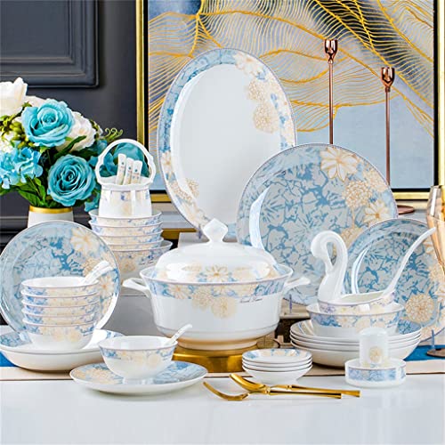 IULJH 60 Piece Bone China Tableware Sets Food Bowl Sushi Dishes Ramen Plates Dinner Set Utensils For Kitchen Accessories