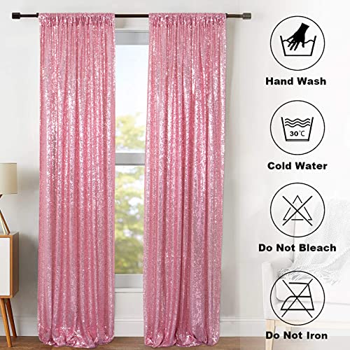 Sparkle Backdrop Curtain Fuchsia Pink 2 Panels Set Sequin Photo Backdrop 2FTx8FT Sequin Backdrop Curtain Pack of 2