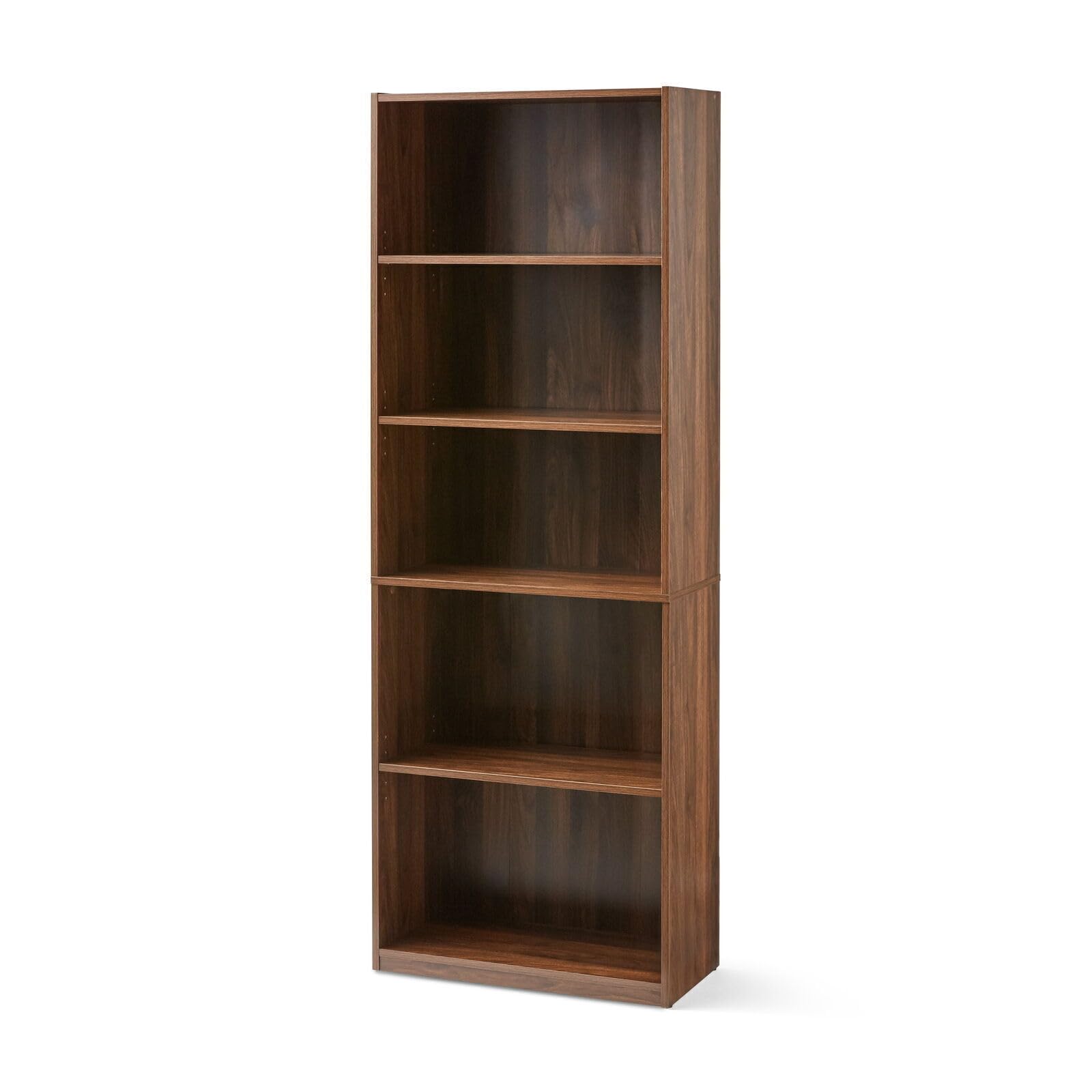 Adjustable 5-Shelf Wood Bookcase Storage Shelving Book Wide Bookshelf 71" Tall Standing Shelf Bookcase for Bedroom Living Room Kitchen Office