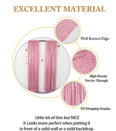 Sparkle Backdrop Curtain Fuchsia Pink 2 Panels Set Sequin Photo Backdrop 2FTx8FT Sequin Backdrop Curtain Pack of 2