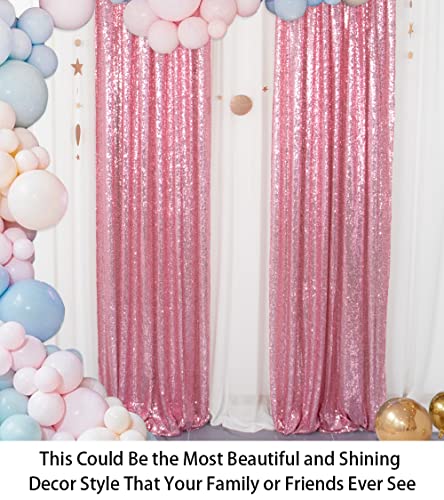 Sparkle Backdrop Curtain Fuchsia Pink 2 Panels Set Sequin Photo Backdrop 2FTx8FT Sequin Backdrop Curtain Pack of 2