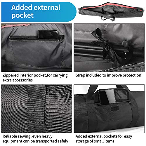 HEMMOTOP Tripod Carrying Case Bag 39x7x7in/100x18x18cm Heavy Duty with and Shoulder Strap Padded Carrying Bag for Light Stands, Boom Stand,Tripod,Mic Stand and Tent Pole