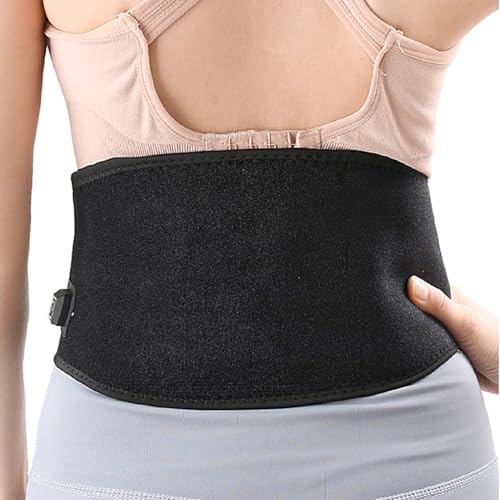 Erhigher Back Heating Pad, Adjustable Even Heating Safe Lower Back Pain Relief Electric Waist Support Vibration Massage Therapy Helpful for Lumbar Spine, Cramps Black