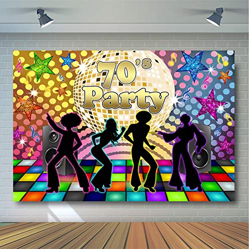 Avezano Back to 70s Party Backdrop for Adults Disco Party Decorations 1970's Retro Disco Ball Let's Glow Crazy Neon Dance Night Photoshoot Photo Booth Photography Background (7x5ft)