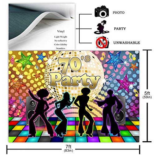 Avezano Back to 70s Party Backdrop for Adults Disco Party Decorations 1970's Retro Disco Ball Let's Glow Crazy Neon Dance Night Photoshoot Photo Booth Photography Background (7x5ft)