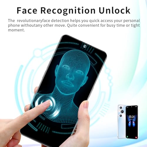 S30 Ultra Cellphones 5G Smartphone 6800mAh 8GB RAM 256GB ROM 7.0 in Face Unlock Cell Phone 50MP 108MP Mobile Phones Android Global Version,White-256GB