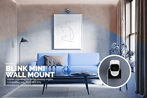 BRAINWAVZ Adhesive Wall Mount for Blink Mini Camera, 2 Pack, No Hassle Holder, Strong 3M VHB Tape, No Screws, No Mess Install, Bracket Stand (Black)
