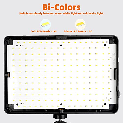 【20W 2-Pack】 RAUBAY LED Video Panel Light with Desk Mount Stand Kit , 3200K-5500K Bi-Colors Key Light with Stand C-Clamp for Live Stream, Video Conferencing, YouTube, TikTok, Make up