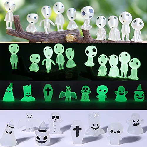 Luminous Ghost Tree Elves 18PCS Glow in Dark Statues Miniature Fairy Landscape Garden Decoration Outdoor Status Patio Lawn Yard Pot Kit and Home Ornament