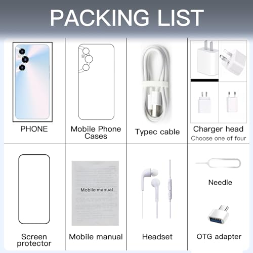 S30 Ultra Cellphones 5G Smartphone 6800mAh 8GB RAM 256GB ROM 7.0 in Face Unlock Cell Phone 50MP 108MP Mobile Phones Android Global Version,White-256GB