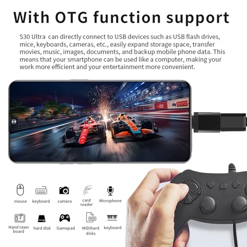 S30 Ultra New Cellphones Android Smartphone 6800mAh 8GB RAM 256GB ROM 7.0 Inch Face Unlock Cell Phone 50MP 108MP 5G/4G Global Version Mobile Phones,Black-256GB