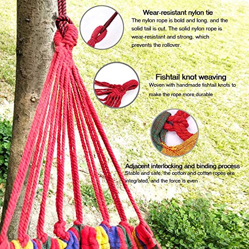 E KAINI Outdoor Garden Camping Hammock,Portable Hammock for Patio Yard Garden Backyard Porch Travel (260x150cm/Red)