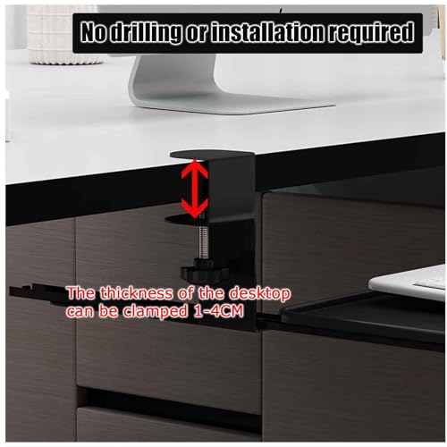 Clamp Keyboard Tray, Sliding Keyboard Tray Under Desk, Adjustable Keyboard Tray Under Desk, Made of Metal Steel, Strong and Stable, Black
