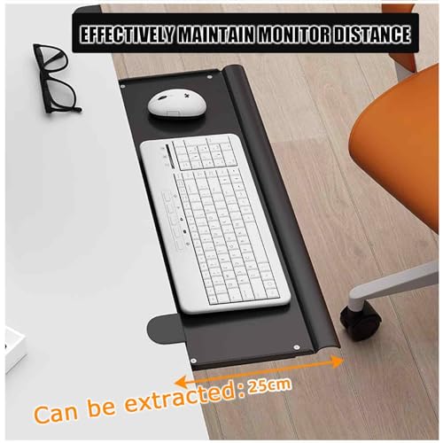 Clamp Keyboard Tray, Sliding Keyboard Tray Under Desk, Adjustable Keyboard Tray Under Desk, Made of Metal Steel, Strong and Stable, Black