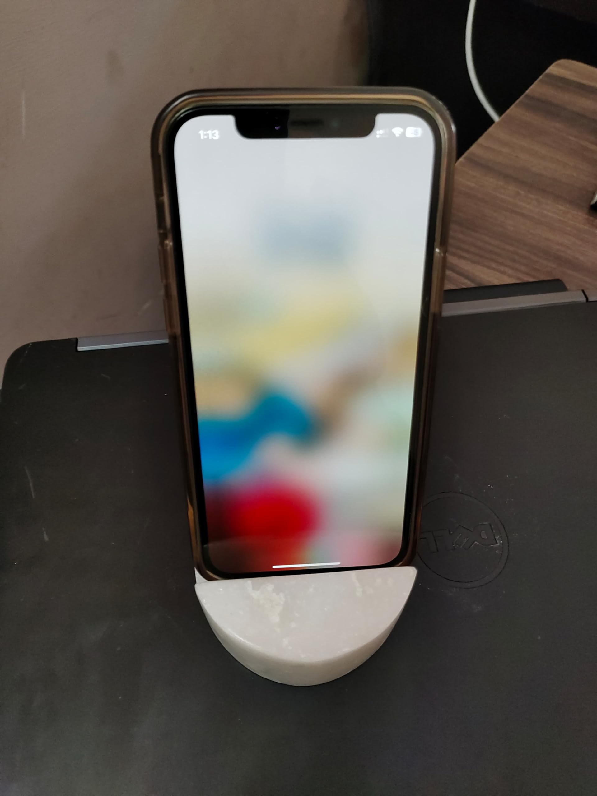 Premium Marble Cell Phone Holder - Luxurious Mobile Phone Stand for Cellphones and Tablets - Heavy Solid Stone Desk Stand iphone and smartphone mobile stand (White)