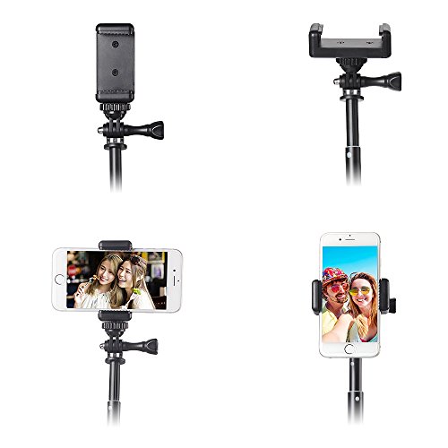 HSU Extendable Selfie Stick for Action Camera,Waterproof Hand Grip for GoPro Hero 11/10/9/8/7, Handheld Monopod 6.5" to 26.4" Compatible with Cell Phones, AKASO Campark and Other Action Cameras