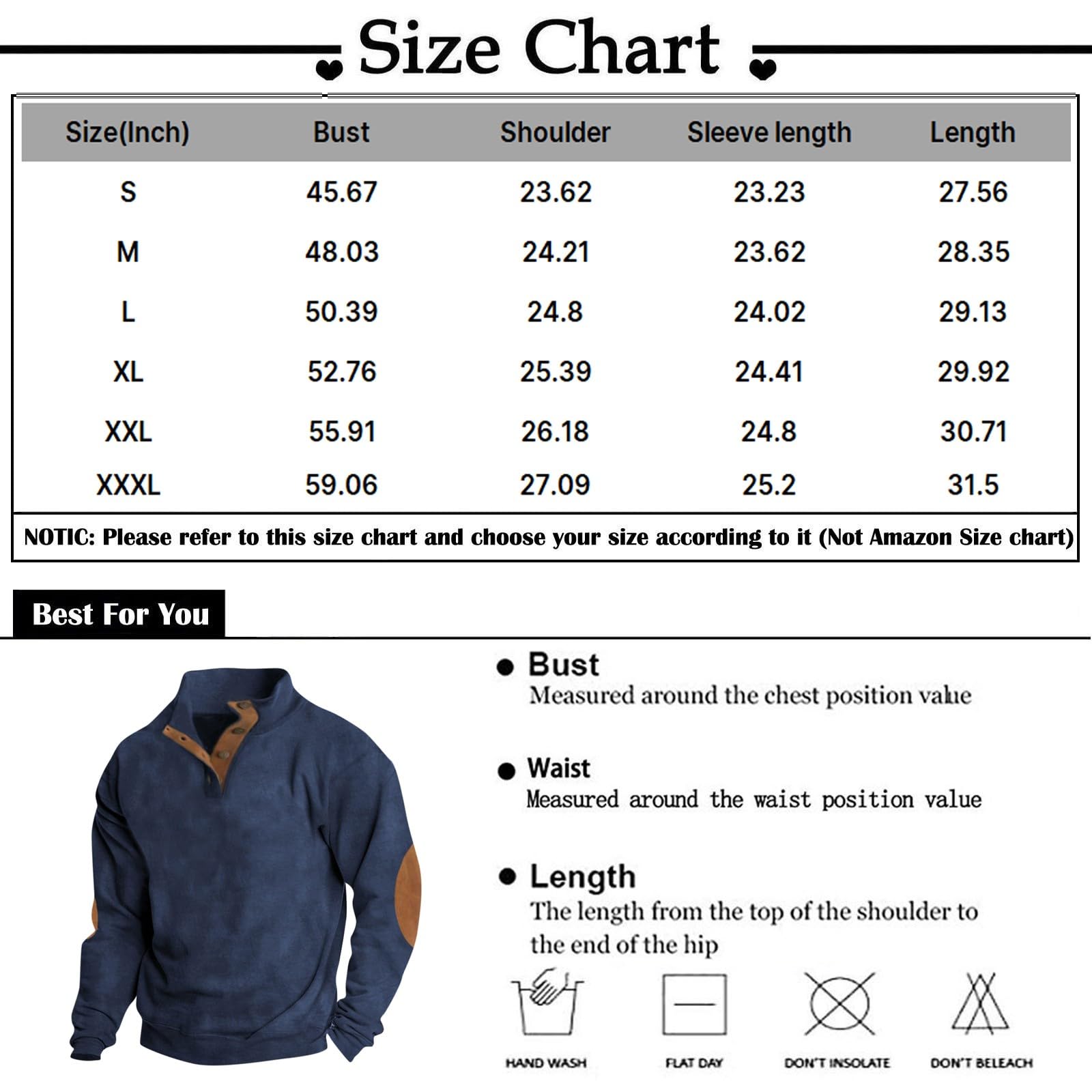 Mens Vintage Sweatshirt Casual Henley Pullover Waffle Button Up Sweater Long Sleeve Shirt with Patched Elbow WorkoutHoodiets For Men Hoodies Black Sweatshirt,(E-Khaki,XXL)