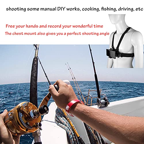 Phone Chest Mount Harness Vest and Head Strap Clip Holder for POV/VLOG, Compatible with iPhone,Samsung,GoPro Hero,DJI Osmo,AKASO and Action Cameras