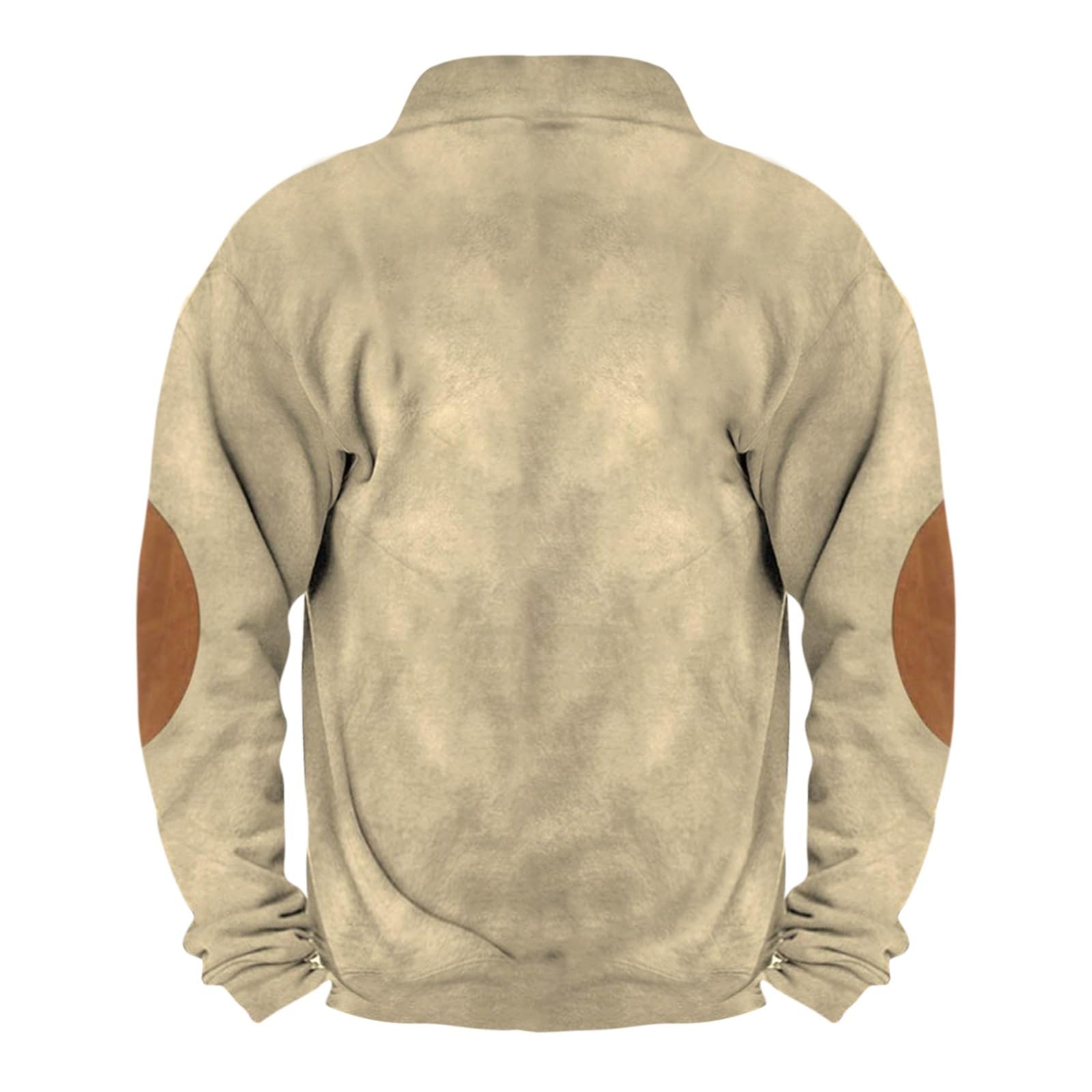 Mens Vintage Sweatshirt Casual Henley Pullover Waffle Button Up Sweater Long Sleeve Shirt with Patched Elbow WorkoutHoodiets For Men Hoodies Black Sweatshirt,(E-Khaki,XXL)