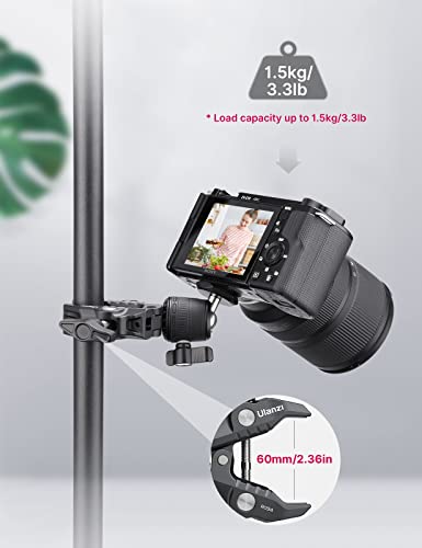 Camera Clamp Mount Accessories for Gopro - ULANZI R099 Super Clamp Ball Head Mount 1.5kg/3.3lb Loading Metal Bike Motorcycle Handlebar Attachments for DSLR Gopro Hero 5/6/7/8/9/10/11 Black/Insta 360
