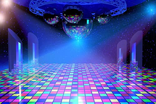 BELECO Disco Party Backdrop 7x5ft Fabric Vintage 70s 80s 90s Disco Ball Stage Backdrop Night Club Neon Music Birthday Backdrop Disco Theme Party Decorations Let's Glow Crazy Backdrop Studio Props