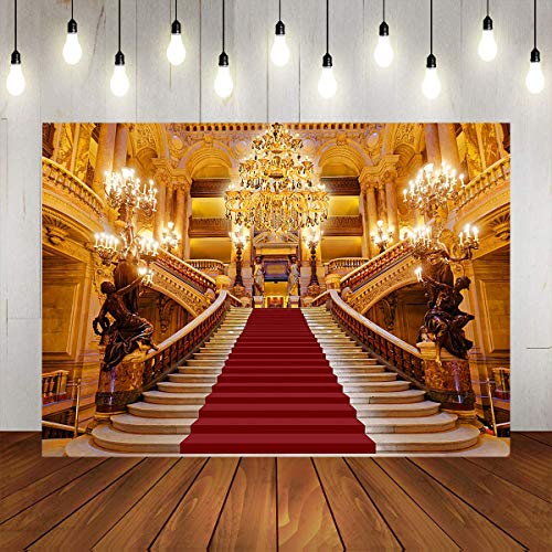 Mocsicka Red Carpet Palace Backdrop Background Wedding Birthday Video Photography Backdrops (7x5ft)