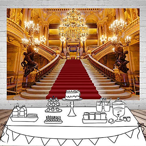 Mocsicka Red Carpet Palace Backdrop Background Wedding Birthday Video Photography Backdrops (7x5ft)