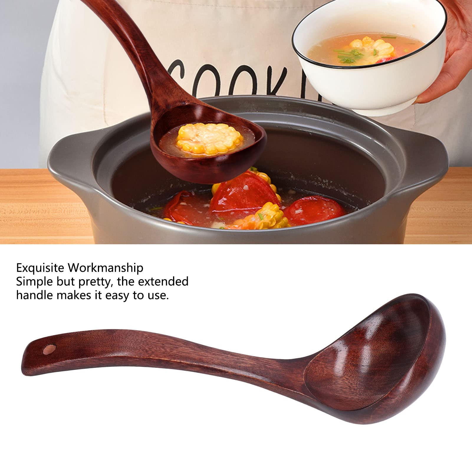 2Pcs Wooden Spoons for Cooking,Wood Spoon Scoops Wooden Ladle Spoon Nonstick Cooking Utensils for Soup Kitchen Cooking Mixing Stirring (9cm)