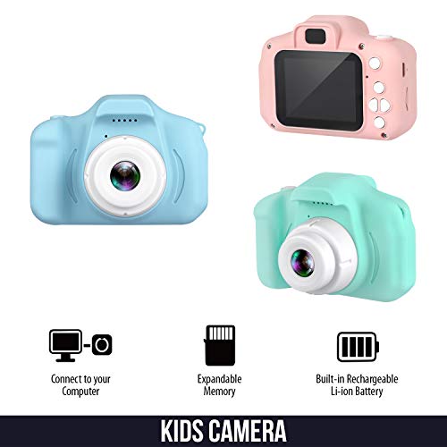 Dartwood 1080p Digital Camera for Kids with 2.0β Color Display Screen & Micro-SD Card Slot for Children - 32GB SD Card Included (Pink)