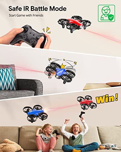 TOMZON 2 Pack A24 Drone for Kids with Battle Mode, Small RC Drone with Throw to Go, Kids Drone with Circle Fly, Self Spin, 3D Flip, 2-In-1 Quadcopter with Altitude Hold, Headless Mode, 4 Batteries