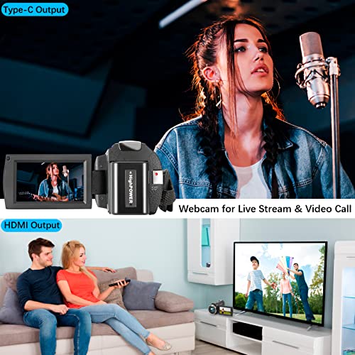 LKX 4K Video Camera Camcorder Ultra HD 48MP 60FPS WiFi Vlogging Camera for YouTube 16x Digital Zoom Night Vision Camera Camcorders with, Remote Control, Lens Hood, Handheld Stabilizer, Microphone