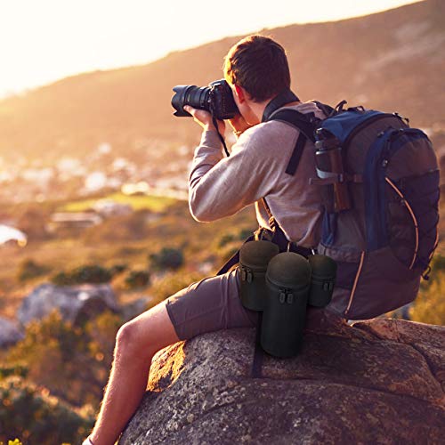 ARVOK Lens Pouch Set, Water Resistant Protective Lens Cases for DSLR Camera Lens, 4 Size Thick Camera Lens Bag for Nikon, Tamron, Sigma, Pentax, Sony, Olympus, Panasonic