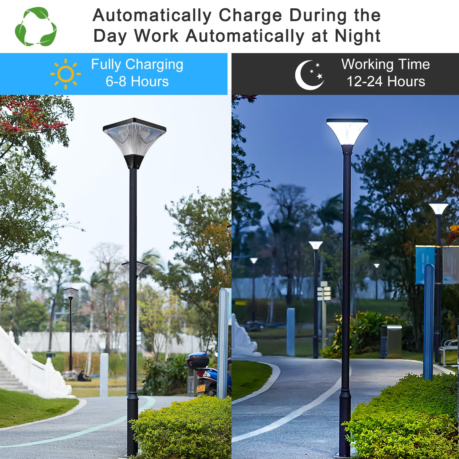 Gecheer Landscape Solar Post Light, Outdoor Patio Solar Lamp with Remote Control, LED Light Decor for Garden Deck Street, Weatherproof