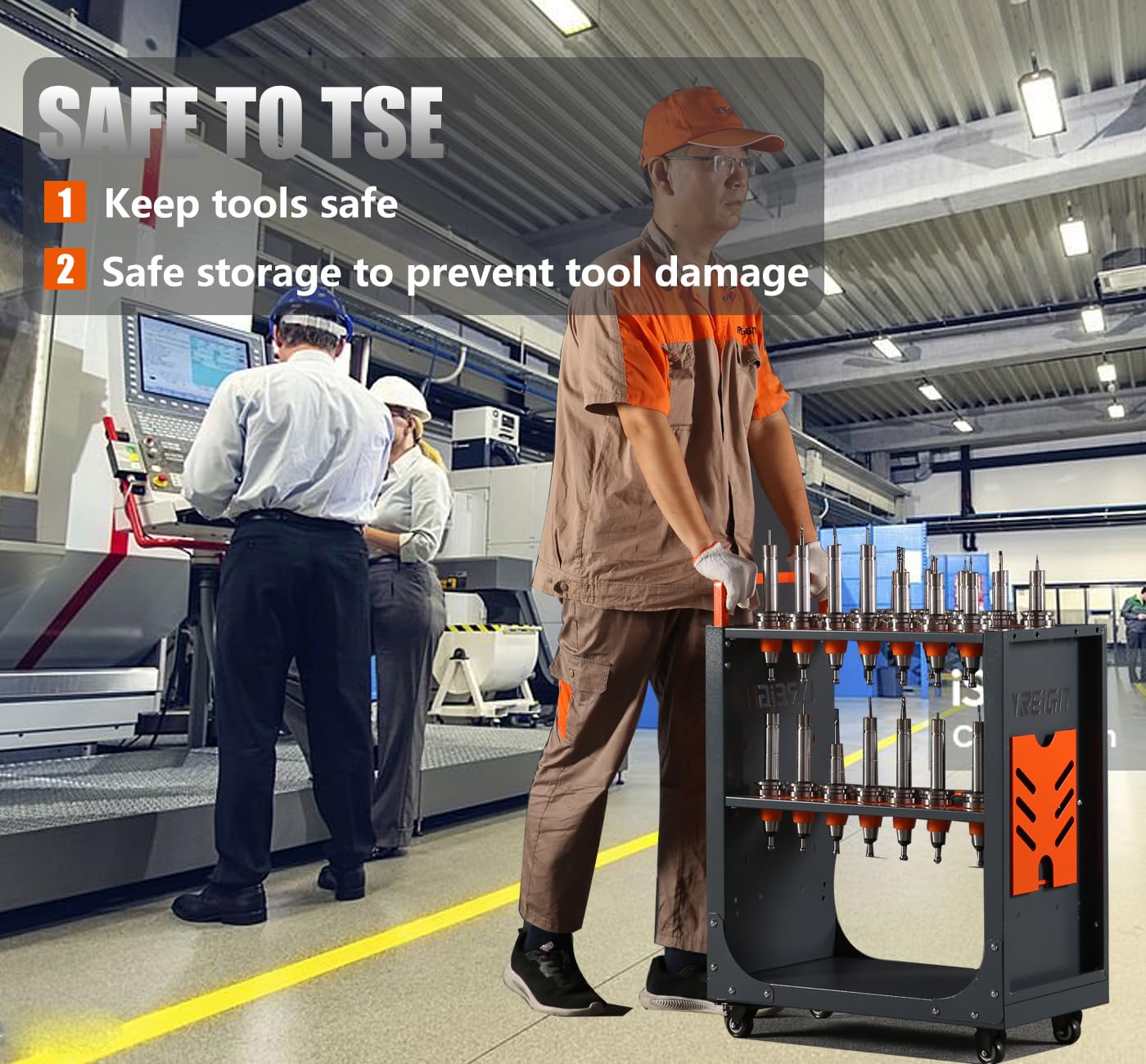 CAT50 Cart-20 Cap CNC Tool Cart，2023 New Model CNC Tool Transfer Cart， CNC Rolling Carts with Wheels， CNC Tools Holders, CNC Tools for CNC Cart, Cat 40 Tool Holder for Storehouse/Factory/Garage