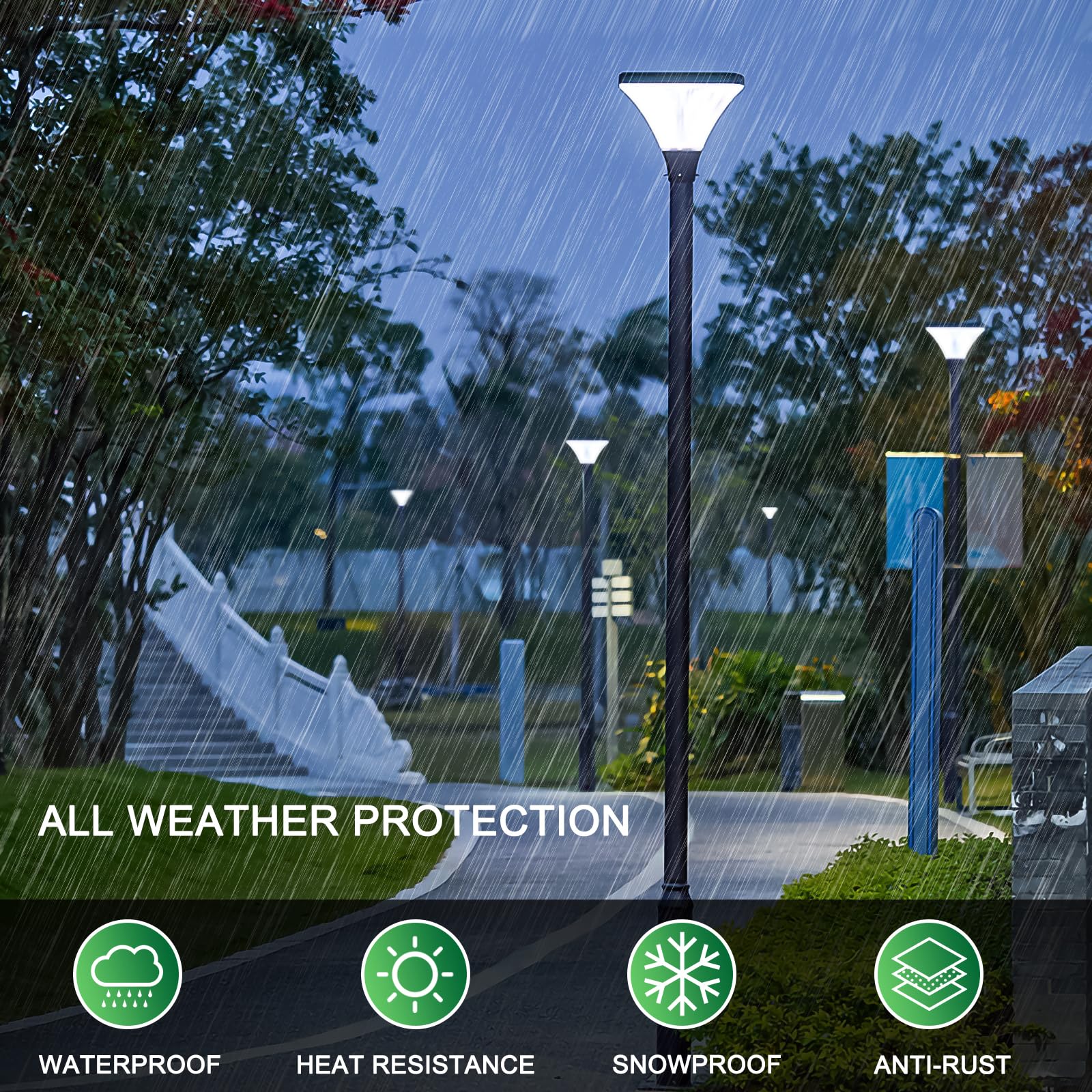 Gecheer Landscape Solar Post Light, Outdoor Patio Solar Lamp with Remote Control, LED Light Decor for Garden Deck Street, Weatherproof