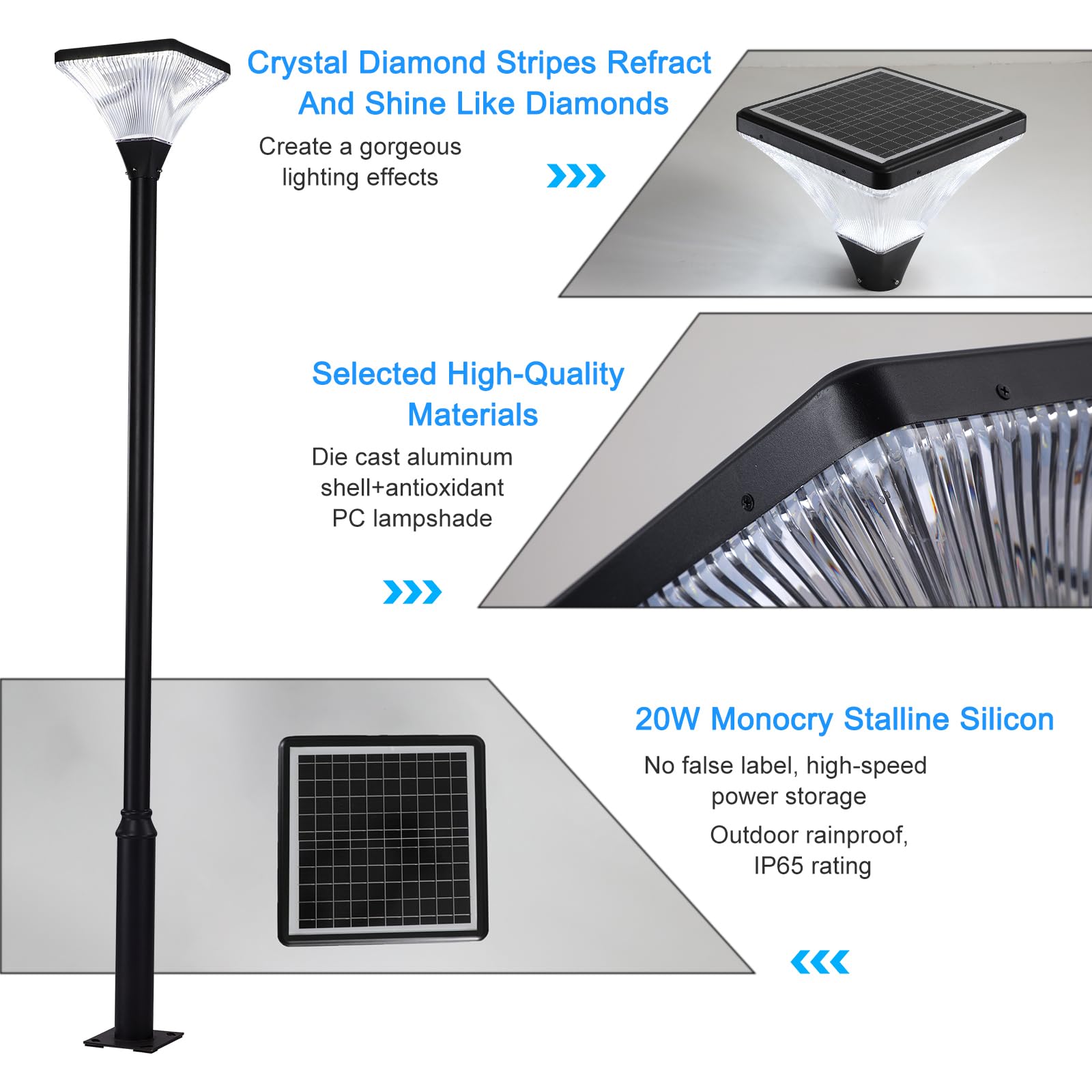 Gecheer Landscape Solar Post Light, Outdoor Patio Solar Lamp with Remote Control, LED Light Decor for Garden Deck Street, Weatherproof