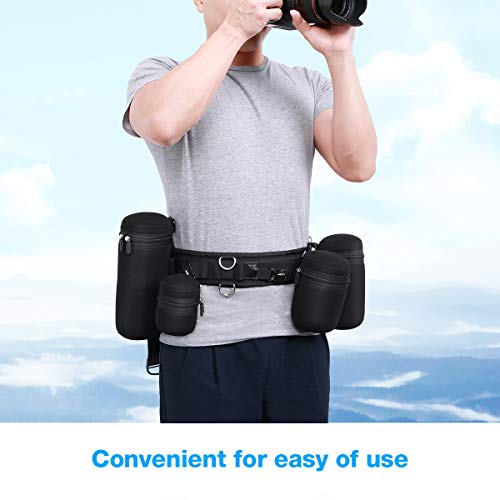 Powerextra 4x Zipper Lens Case Lens Pouch Bag with Thick Protective Neoprene for DSLR Camera Lens Fit for CA Nikon Sony Olympus Panasonic Includes Small Medium Large XL Size