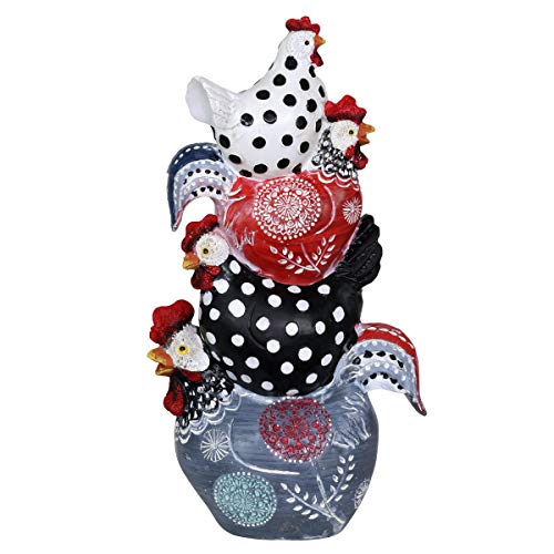 Exhart Stacked Hens Garden Statue, Durable Hand Painted Resin, Cute Farm Garden Décor, 7.5"x4"x12.5"